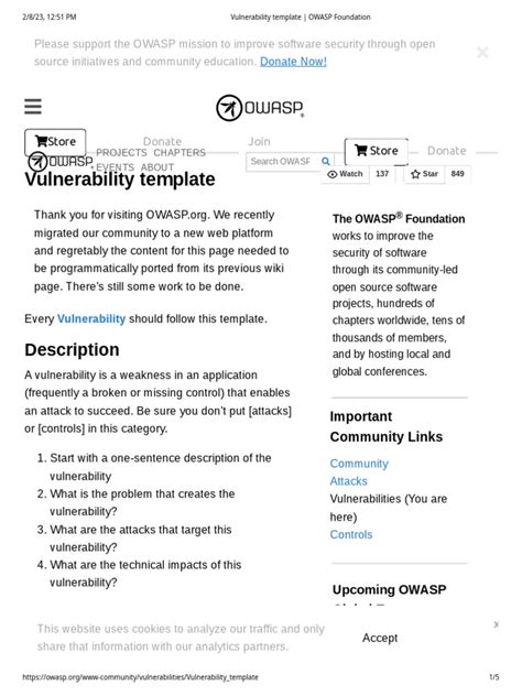 Vulnerability Template Owasp Foundation Pdf