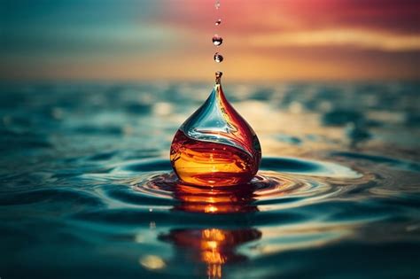 Premium Ai Image Drop Creating Ripple Effect In Liquid