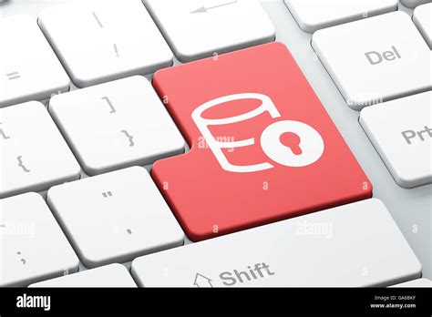 Database Concept Database With Lock On Computer Keyboard Background