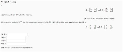 Solved Problem 7 1 Point If A A11a21a12a22 And Chegg Com