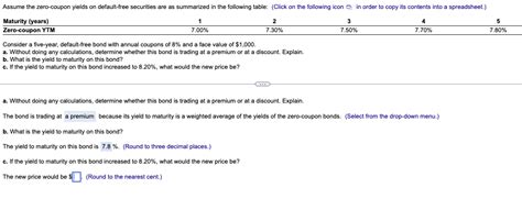 Solved PLease Help With C C If The Yield To Maturity On Chegg Com