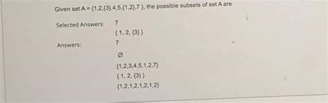 Solved Given Set A 12 3 45 12 7