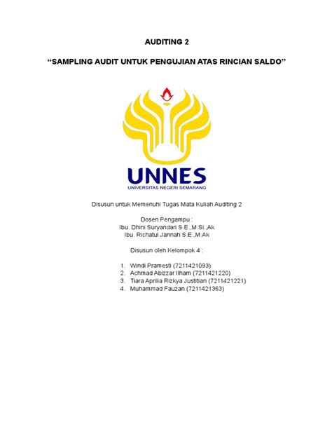 Kelompok 4 Sampling Audit Untuk Pengujian Atas Rincian Saldo Pdf