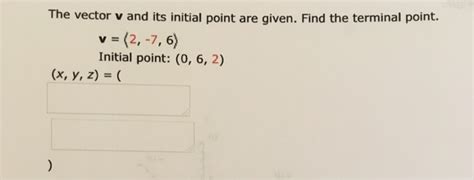 Solved The Vector V And Its Initial Point Are Given Find Chegg