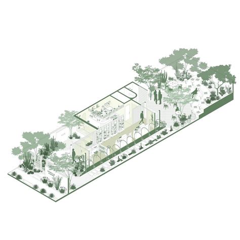 Axonometric Drawing — Interior And Landscape Integration Diagramas De