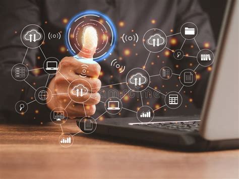 Technology Fingerprint Scan Provides Security Cloud Computing System Stock Image Image Of