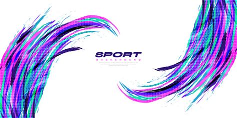 하프톤 효과가 있는 추상적이고 다채로운 브러시 배경 배너 포스터 또는 스포츠 배경에 대한 브러시 획 그림입니다 디자인을위한 스크래치 및 텍스처 요소 0명에 대한 스톡 벡터