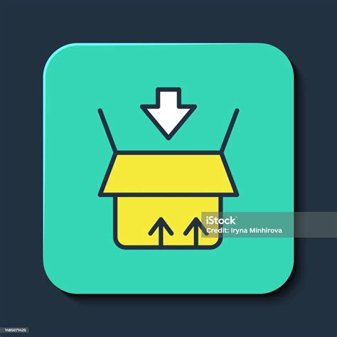 파란색 배경에 격리 된 윤곽 표판 판지 상자 아이콘 상자 포장 소포 표지판 배송 및 포장 청록색 스퀘어 버튼 벡터 0명에 대한 스톡 벡터 아트 및 기타 이미지 Istock