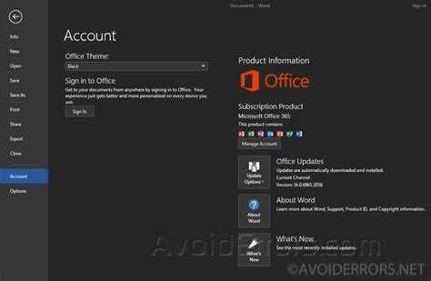 Turn On The Black Theme In Microsoft Office AvoidErrors