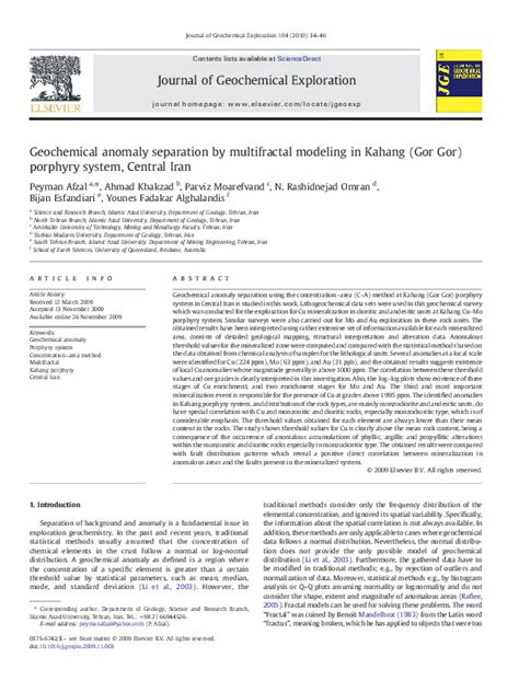 Pdf Geochemical Anomaly Separation By Multifractal Modeling In Kahang Gor Gor Porphyry