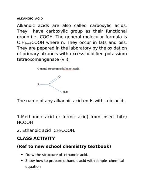 Lab Preparation Of Alkanoic Acid At Alfred Palmer Blog