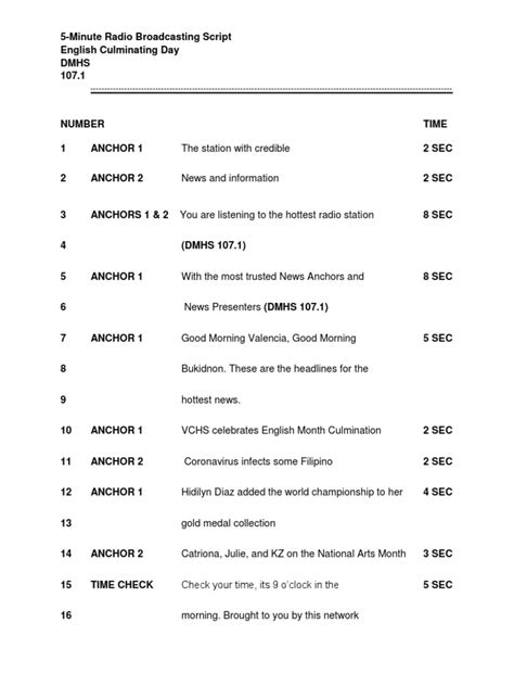 Anchor Script Pdf Broadcasting News Media