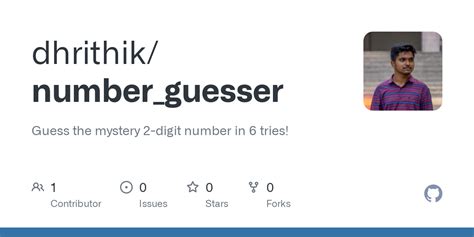 github dhrithik number guesser guess the mystery 2 digit number in 6