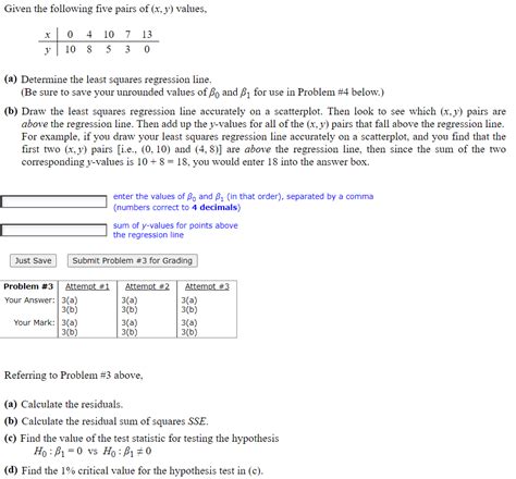 Solved Given The Following Five Pairs Of Xy Values A