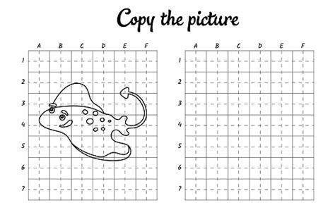 그림을 복사합니다 그리드로 그립니다 아이들을위한 색칠 공부 책 페이지 필기 연습 그리기 기술 훈련 인쇄 가능한 워크시트 를 개발하는 교육 활동 페이지입니다 귀여운 만화 벡터