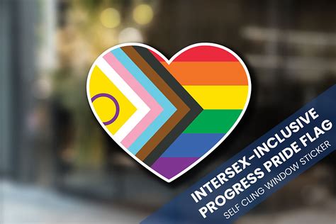 Intersex Inclusive Progress Pride Heart Window Sticker Graphics Uk