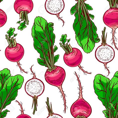 Cute Ripe Radish Seamless Background