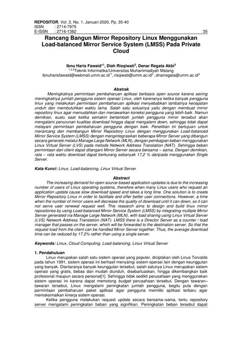 Pdf Rancang Bangun Mirror Repository Linux Menggunakan Load Balanced Mirror Service System