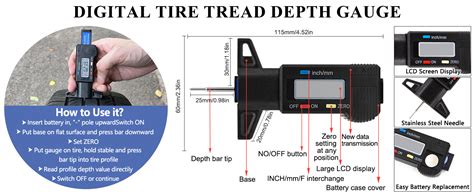Amazon Com Tire Tread Depth Gauge Tool Brake Lining Thickness Gauge Digital Tyre Tread Depth