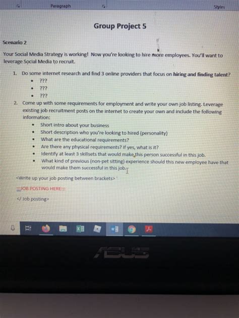 Paragraph Styles Group Project Scenario Your Chegg Com