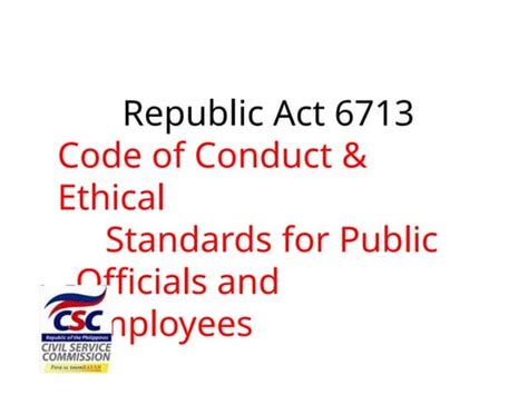 Code Of Conduct And Ethical Standards Of Public Officials And Employees Pptx