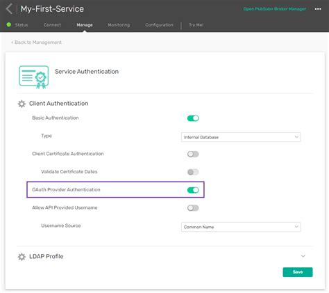 configuring an event broker service to use oauth identity provider