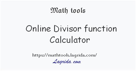 online divisor function calculator online math tools