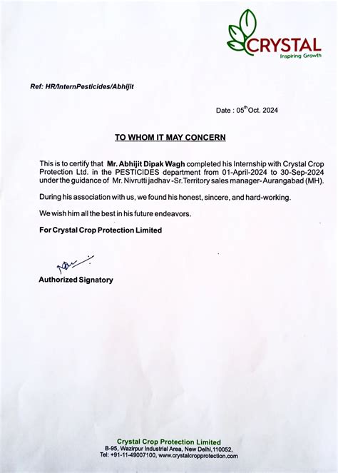 Internshipexperience Marketinginagriculture Crystalcropprotection Abhijit Wagh