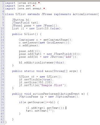 Planet Codes How To Create Listbox In JAVA