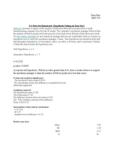 6 1 data set hw pdf p value statistical hypothesis testing