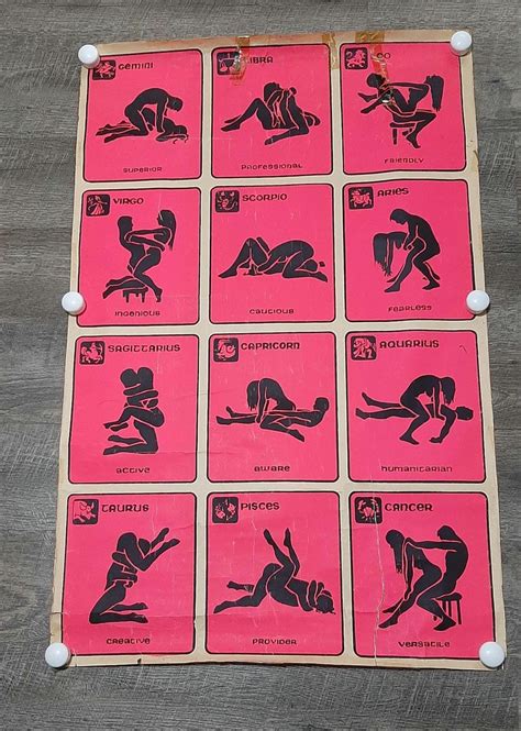 Sex Positions Zodiac Astrology Chart S Original Blacklight Vintage Poster Etsy