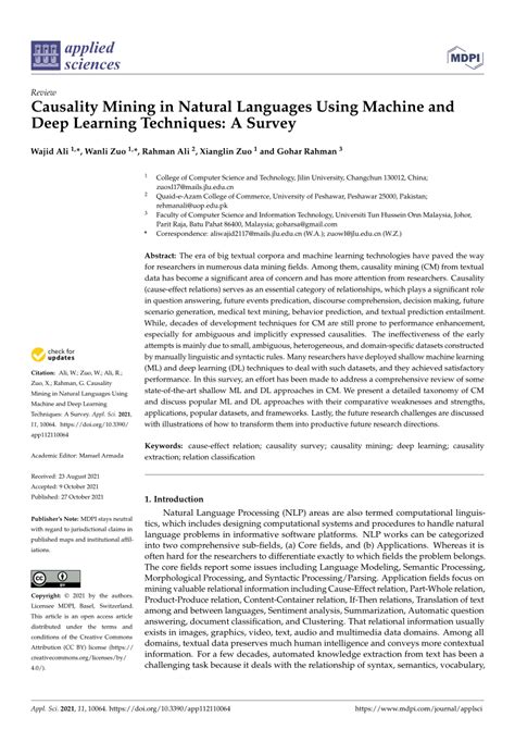Pdf Causality Mining In Natural Languages Using Machine And Deep Learning Techniques A Survey
