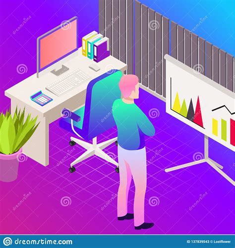 Vector Illustration Of Office Business Icons Communication Between