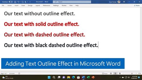 how to add text outline effect in microsoft word windowstip