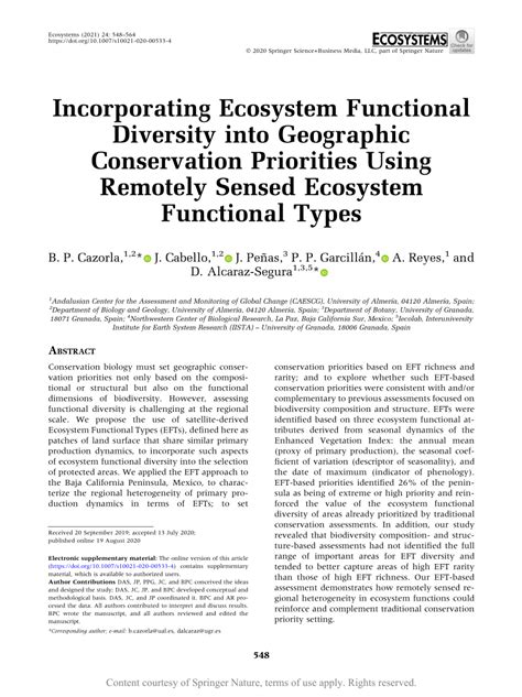 Incorporating Ecosystem Functional Diversity Into Geographic