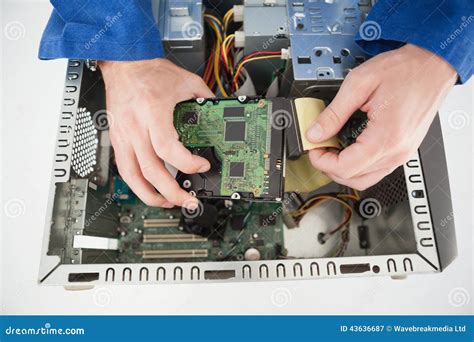 Computer Engineer Working On Broken Cpu Stock Image Image Of Computer Device