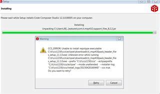 Ccstudio Ccs Error Unable To Install Repotype Executable Processors Forum Processors Ti