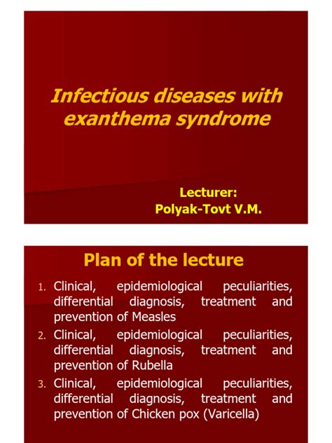 Topic 1 Infectious Diseases With Exanthema Syndrome Pdf Measles
