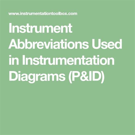 Instrument Abbreviations Used In Instrumentation Diagrams P ID Abbreviations Instruments