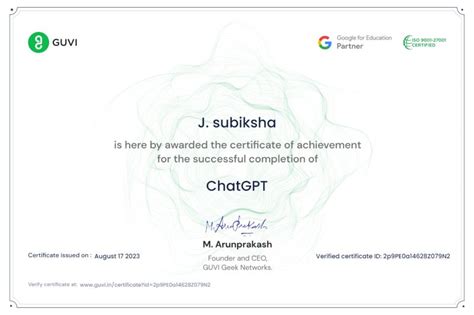 J Subiksha On Linkedin Ai Nlp Chatgpt Guvicourse