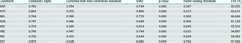 The Preliminary Reliability Of Each Construct N ¼ 138 Download Scientific Diagram