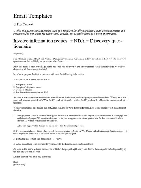 Example Email Templates Pdf Invoice Computing