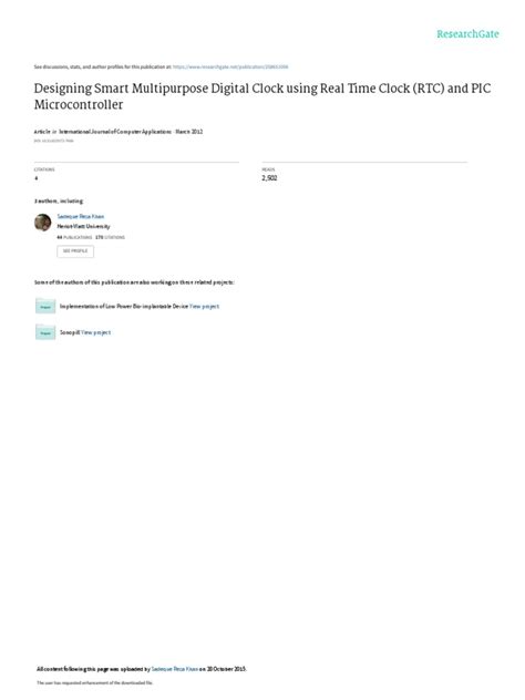 Designing Smart Multipurpose Digital Clock Using R Pdf Microcontroller Electronic Design