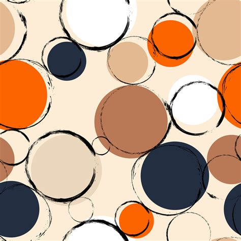 Abstract Geometric Seamless Pattern With Colorful Textured Circles Repeat Geometry Brush