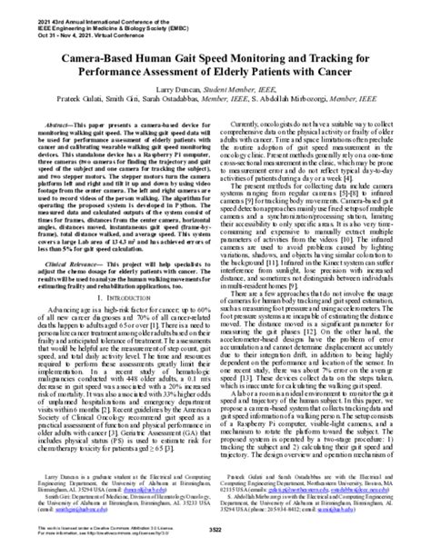 Pdf Camera Based Human Gait Speed Monitoring And Tracking For