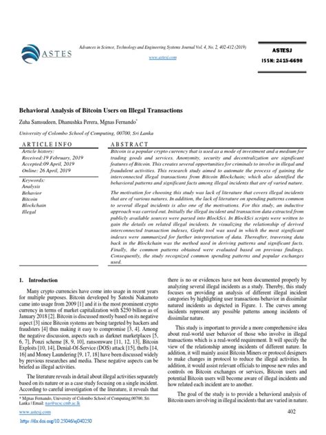 behavioral analysis of bitcoin users on illegal transactions pdf