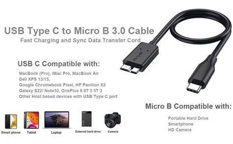 Usb C To Usb Micro B Cable External Portable Hard Drive Cable Compatible Wd Elements At Rs