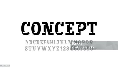 슬래브 세리프 글꼴 알파벳 Az에서 문자 블록 및 09의 숫자 절단 벡터 일러스트 레이 션 10eps 개념에 대한 스톡 벡터 아트 및 기타 이미지 Istock