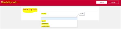 Is It Possible To Remove Country From The Dropdown List Of Ess Disability Info Page — Cloud