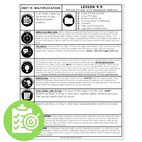 lucky to learn math lesson 9 9 arrays lesson plan lucky little